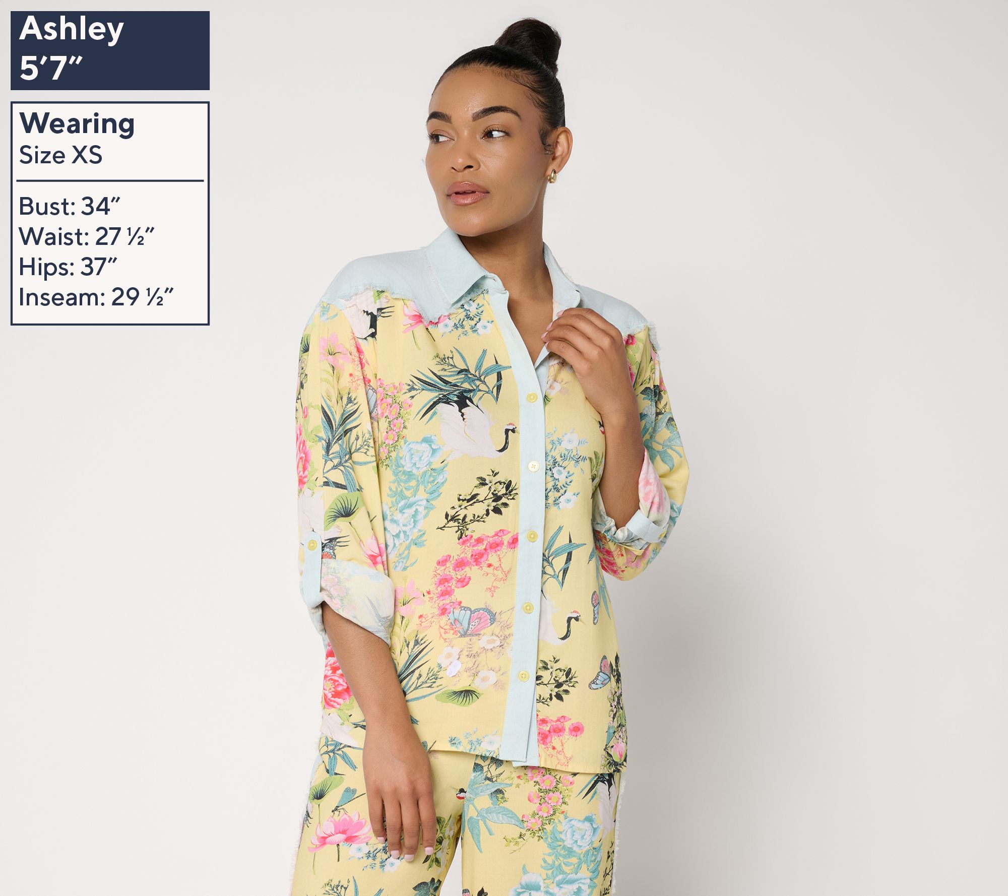 Mally Roncal Pretty in Print Button Up Lola Blouse - QVC.com