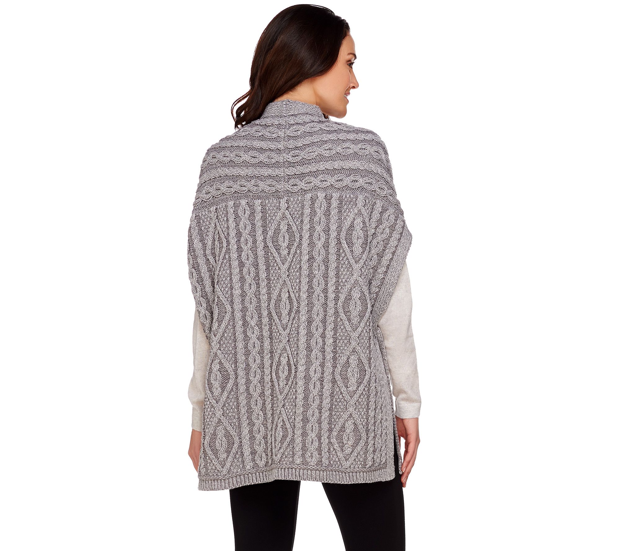 "As Is" Aran Craft Merino Wool One Button Drop Shoulder Vest - QVC.com