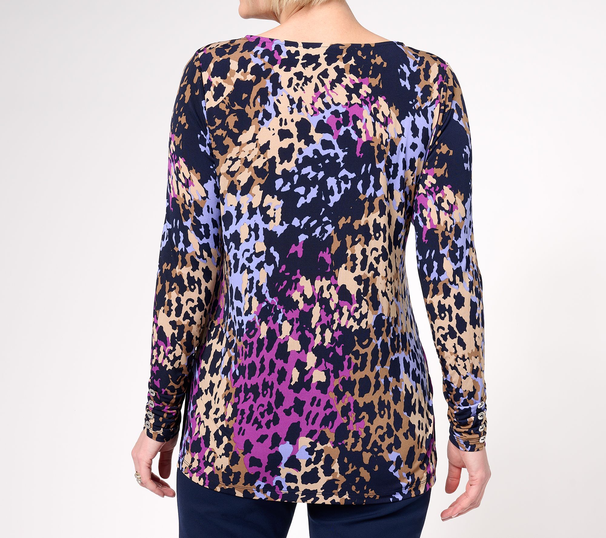 Susan Graver Regular Printed Liquid Knit Bateau Neck Tunic