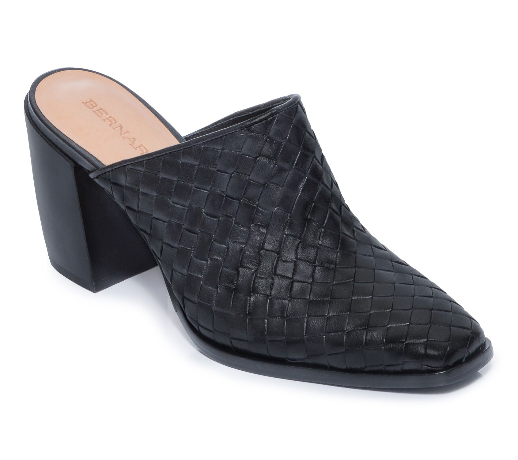 Bernardo Leather Woven Heeled Mule - Britt Woven - QVC.com