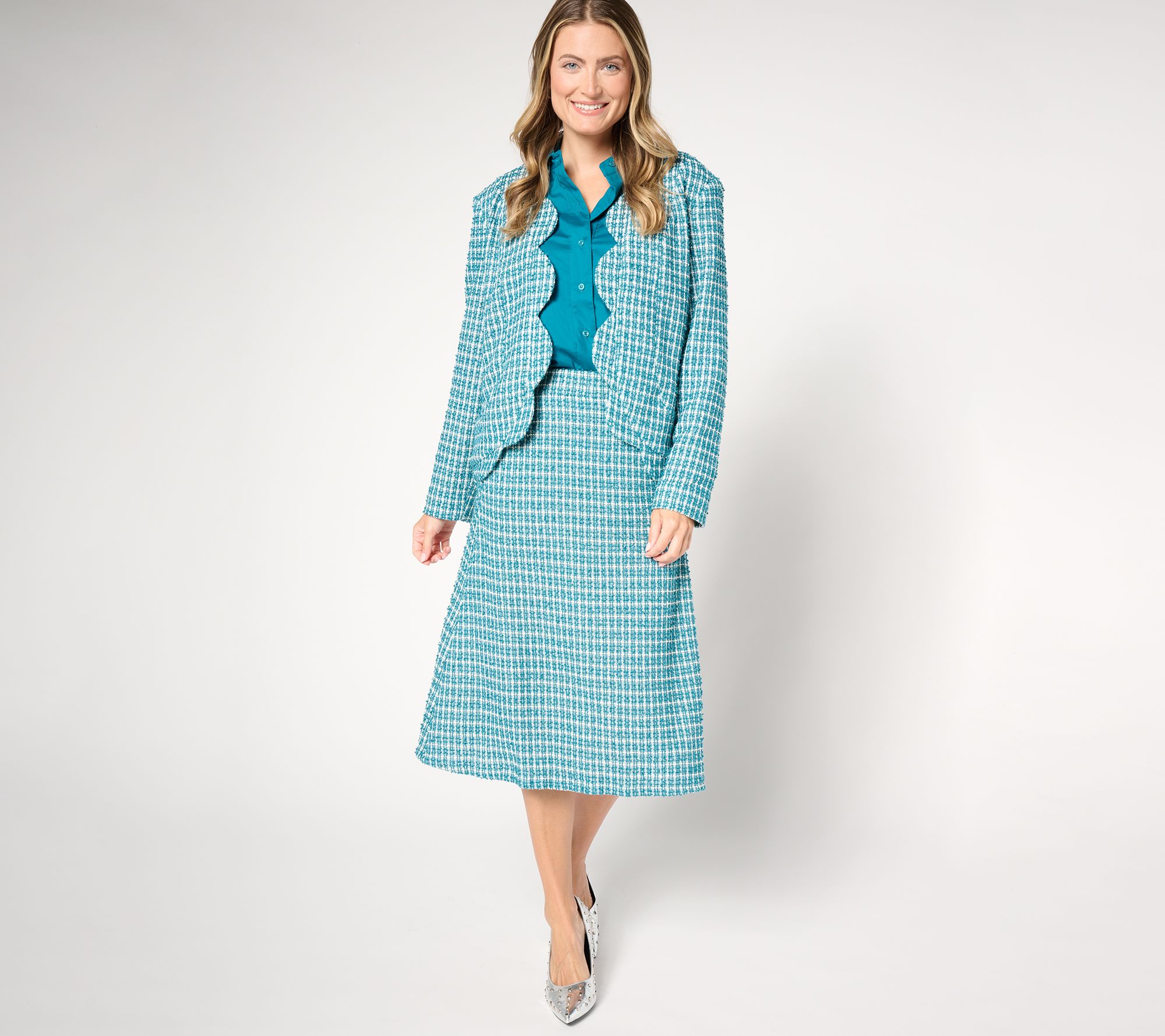 "As Is" by Stacy London Petite Knit Boucle A-Line Skirt - QVC.com