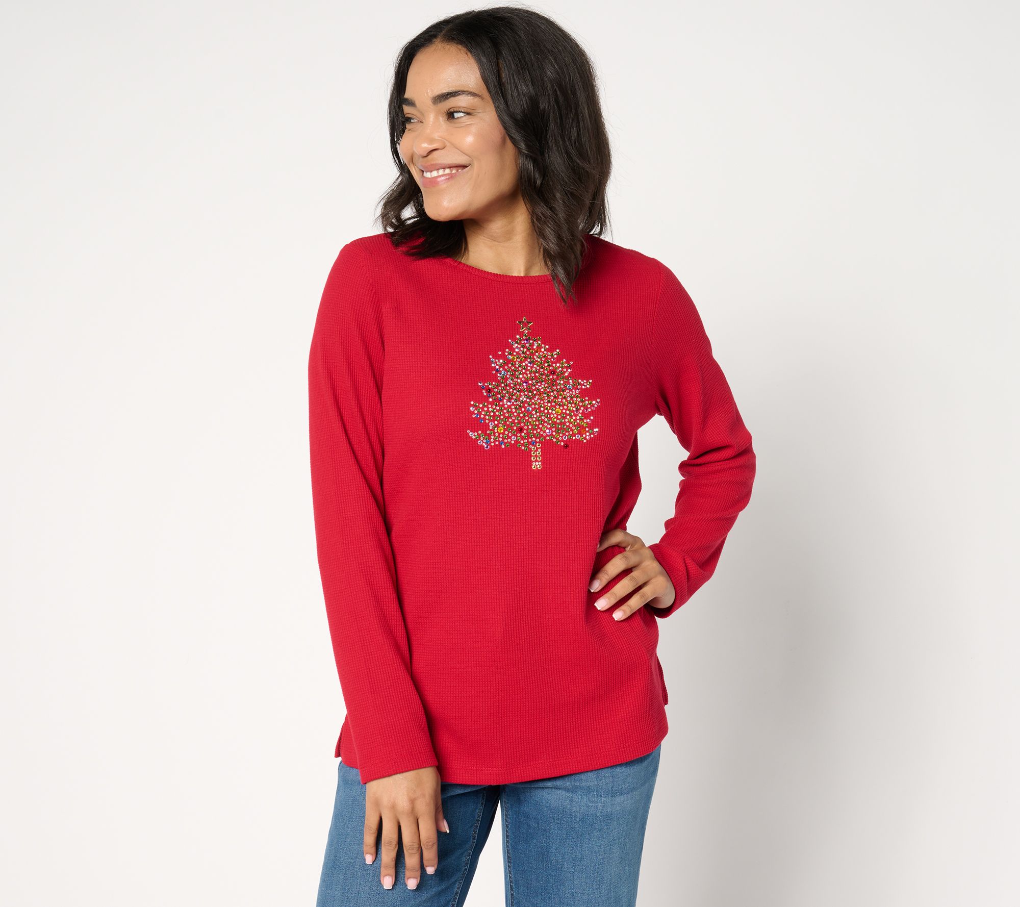 "As Is" Quacker Factory Dream of a Super Bright Christmas Top - QVC.com