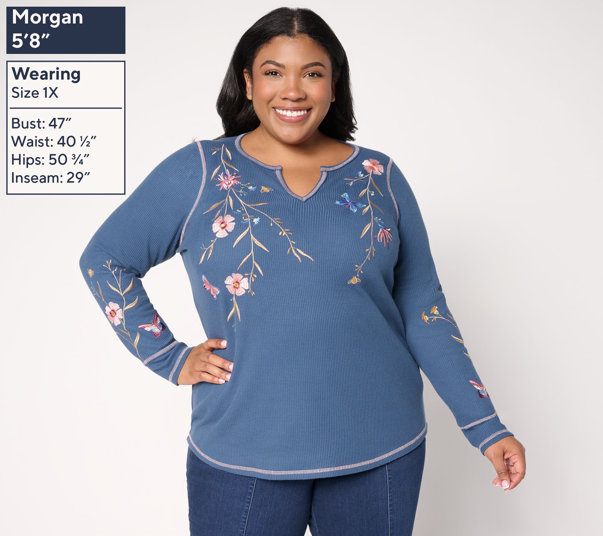 "As Is" Belle Boho by Kim Gravel Wild & Free Micro Waffle Top - QVC.com