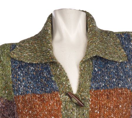 Denim & Co. Colorblock Toggle Closure Cardigan Sweater - QVC.com