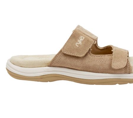 Ryka Cozi Suede Adj. Double Strap Slides - QVC.com