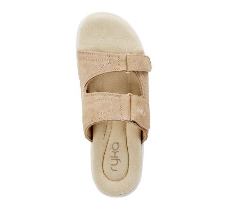 Ryka Cozi Suede Adj. Double Strap Slides - QVC.com
