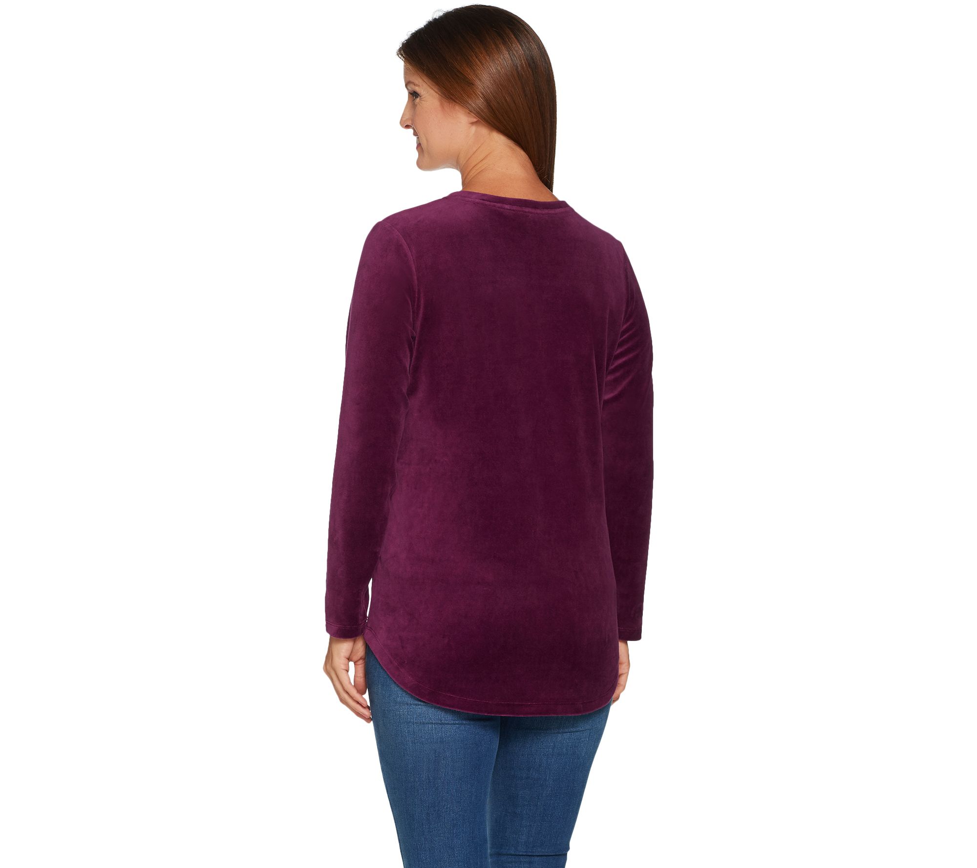 Denim & Co. Active Petite Velour Tunic with Pockets - QVC.com