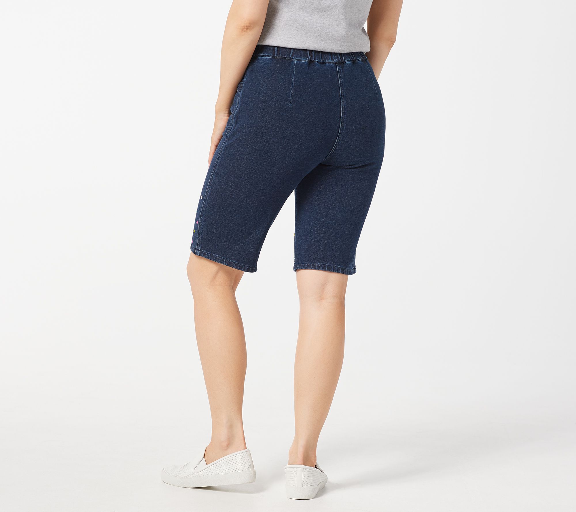 "As Is" Quacker Factory DreamJeannes Pull-On Shorts w/ Bling Stones ...