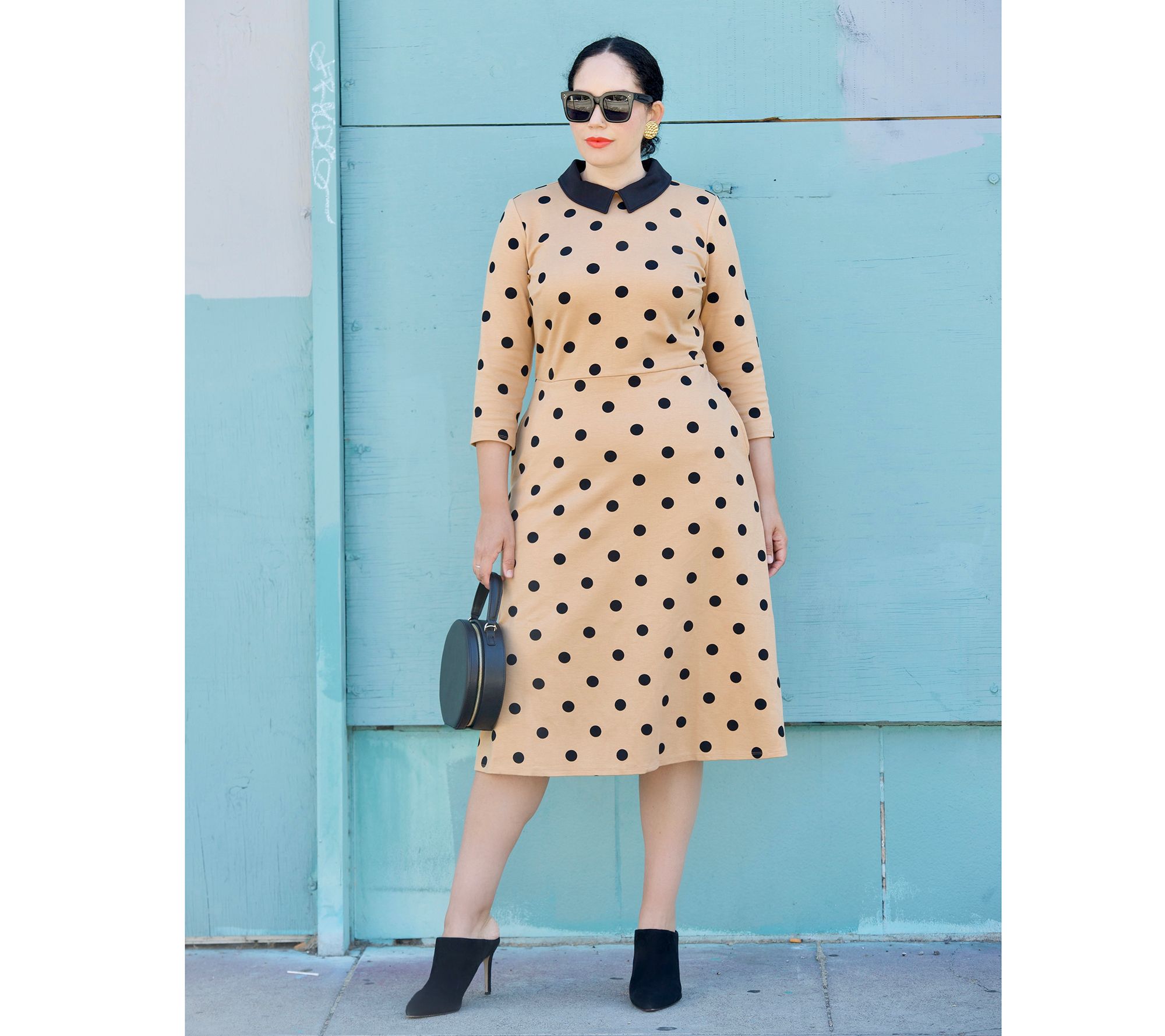 "As Is" Girl With Curves Contrast Collar Ponte Tall Midi Dress - QVC.com