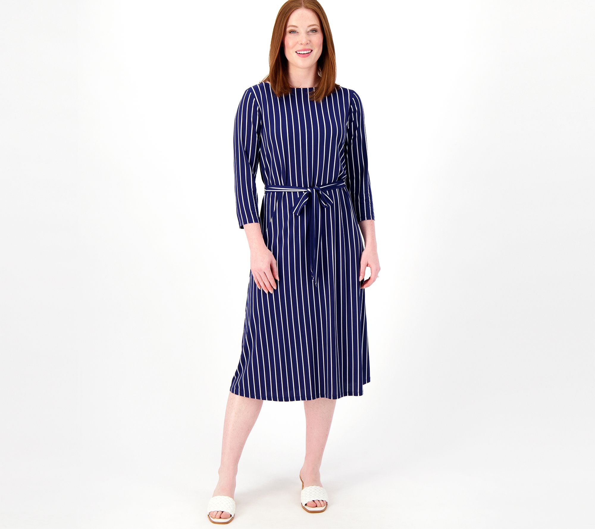 "As Is" Girl With Curves Tall Striped Jersey Dress - QVC.com