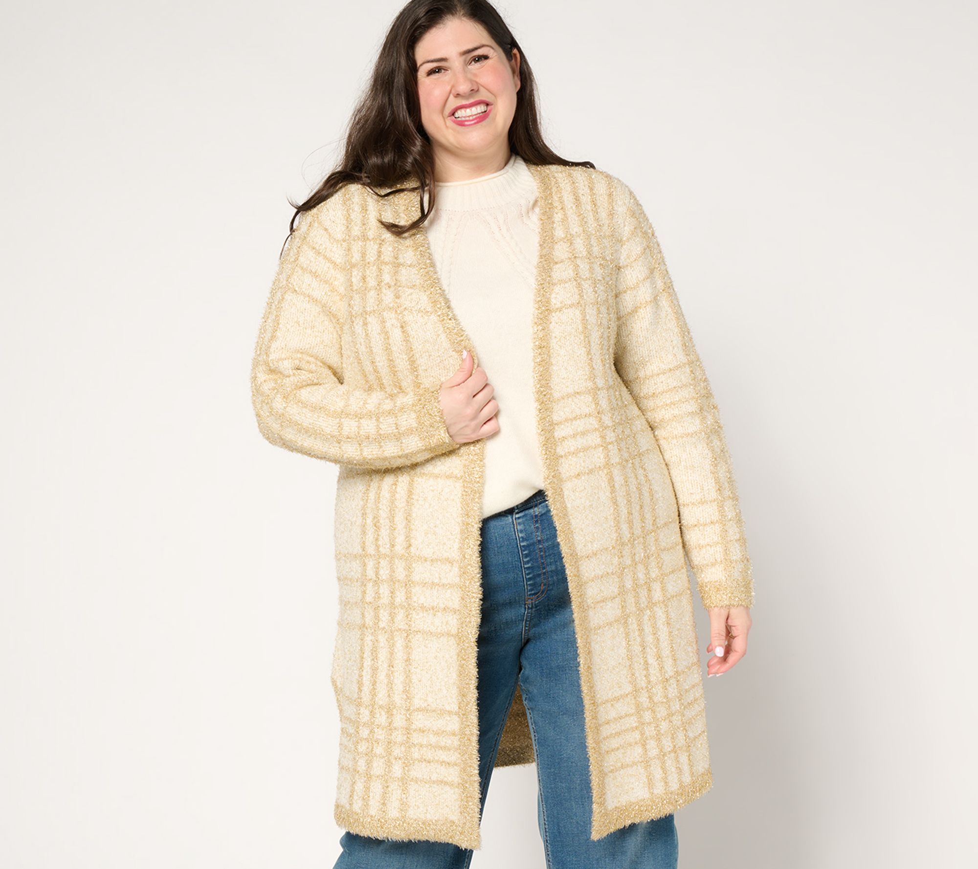 Isaac Mizrahi Live! Regular Always Isaac Sparkle Eyelash Yarn Sweater ...