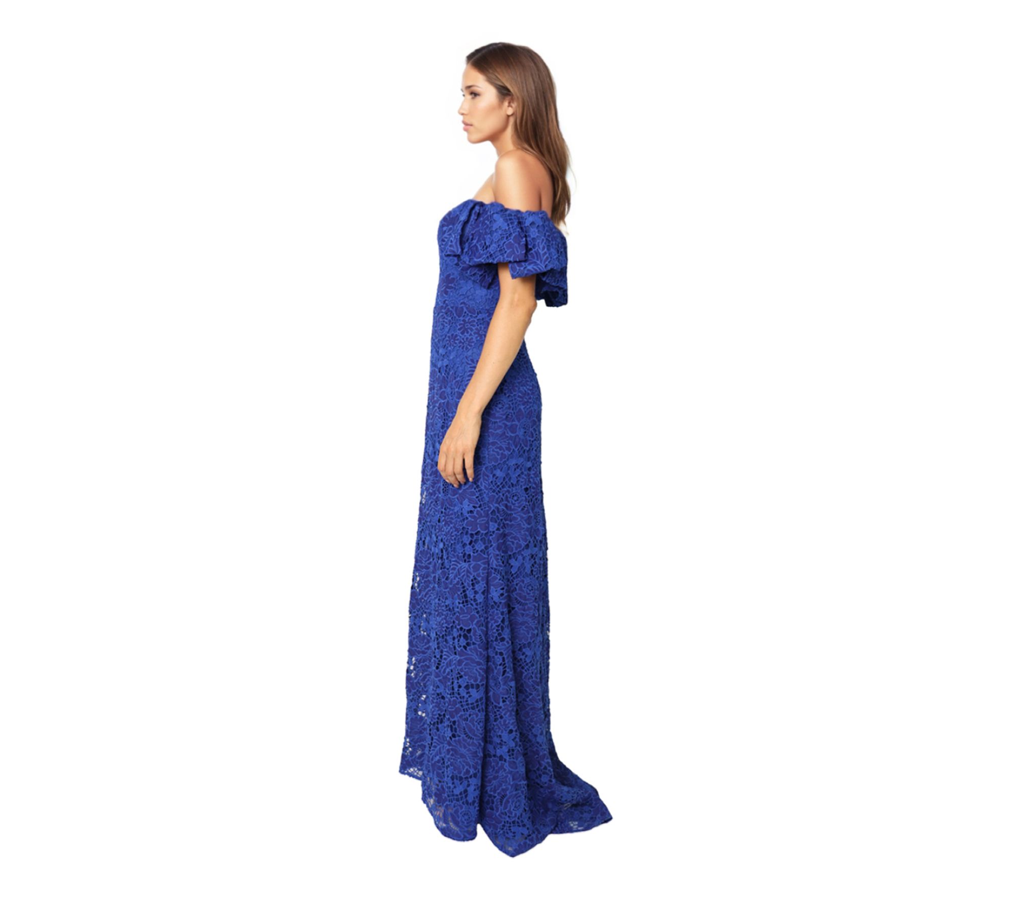 Rene by Rene Ruiz Collection Off the Shoulder Lace Gown - QVC.com