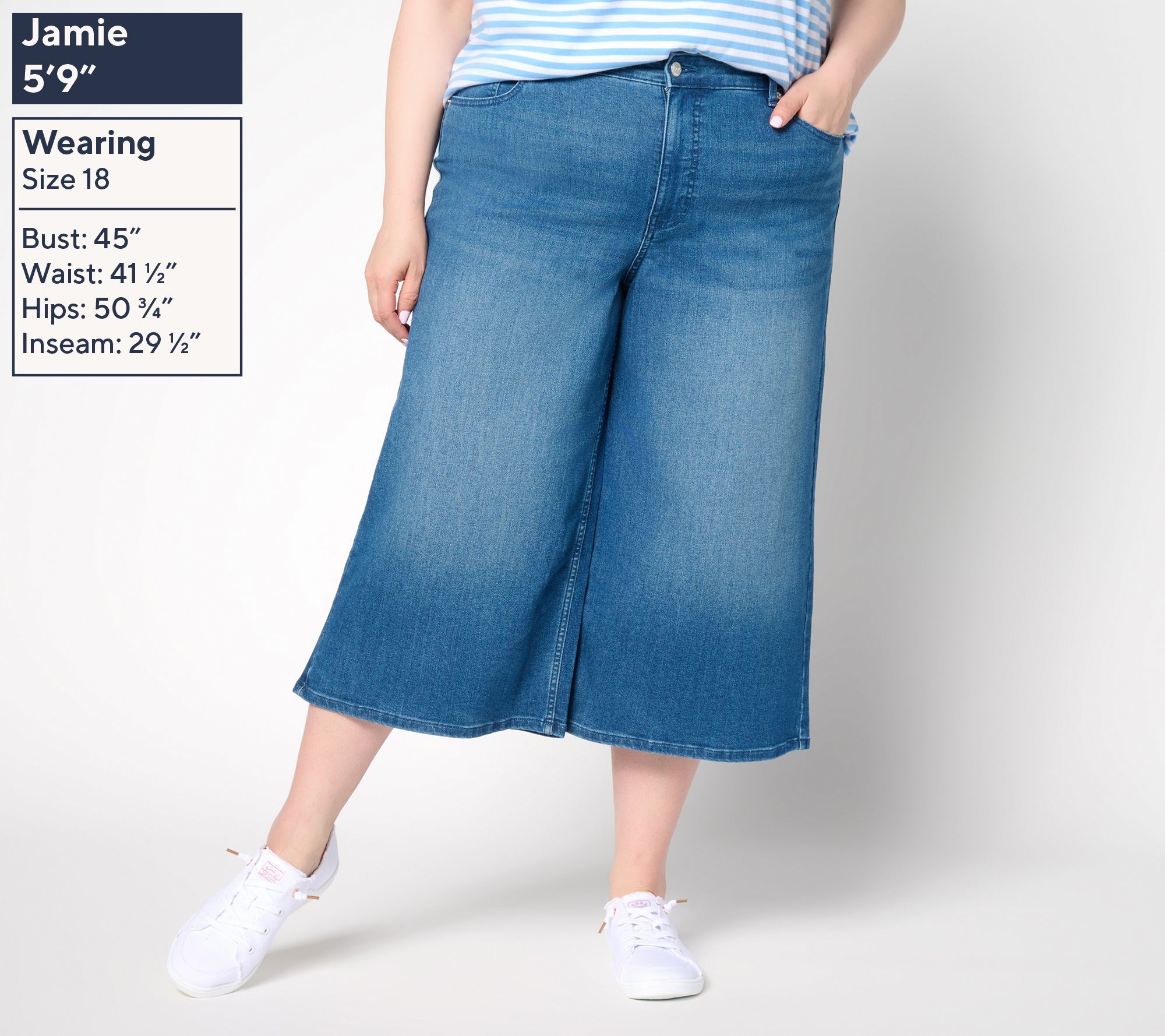 Me by Jennie Garth Petite Indigo Monty Wide leg Cropped Jean - QVC.com