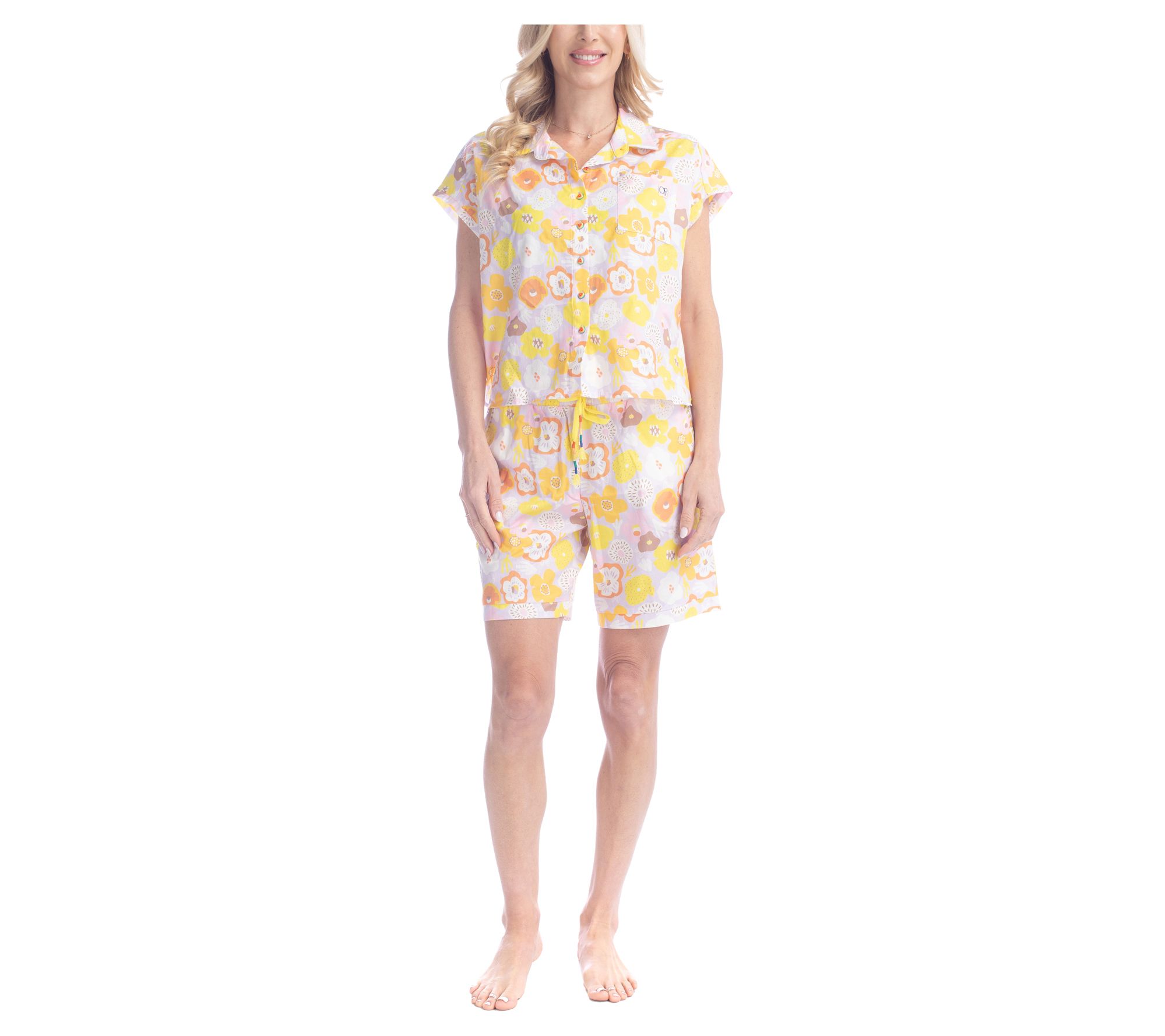 Ocean Pacific All Sunshine & Rainbows Notch Collar Pajama Set - QVC.com