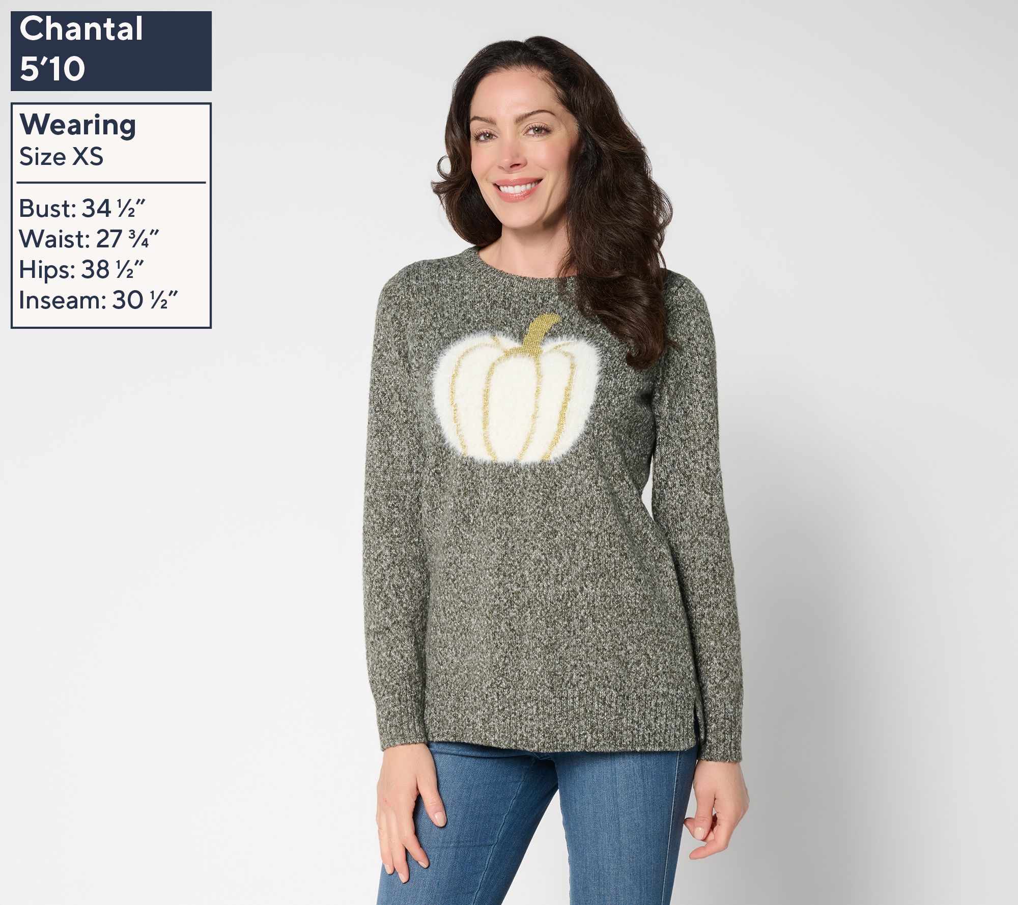 Belle by Kim Gravel Let's Get Cozy Gourdeous Glam Pumpkin Sweater - QVC.com