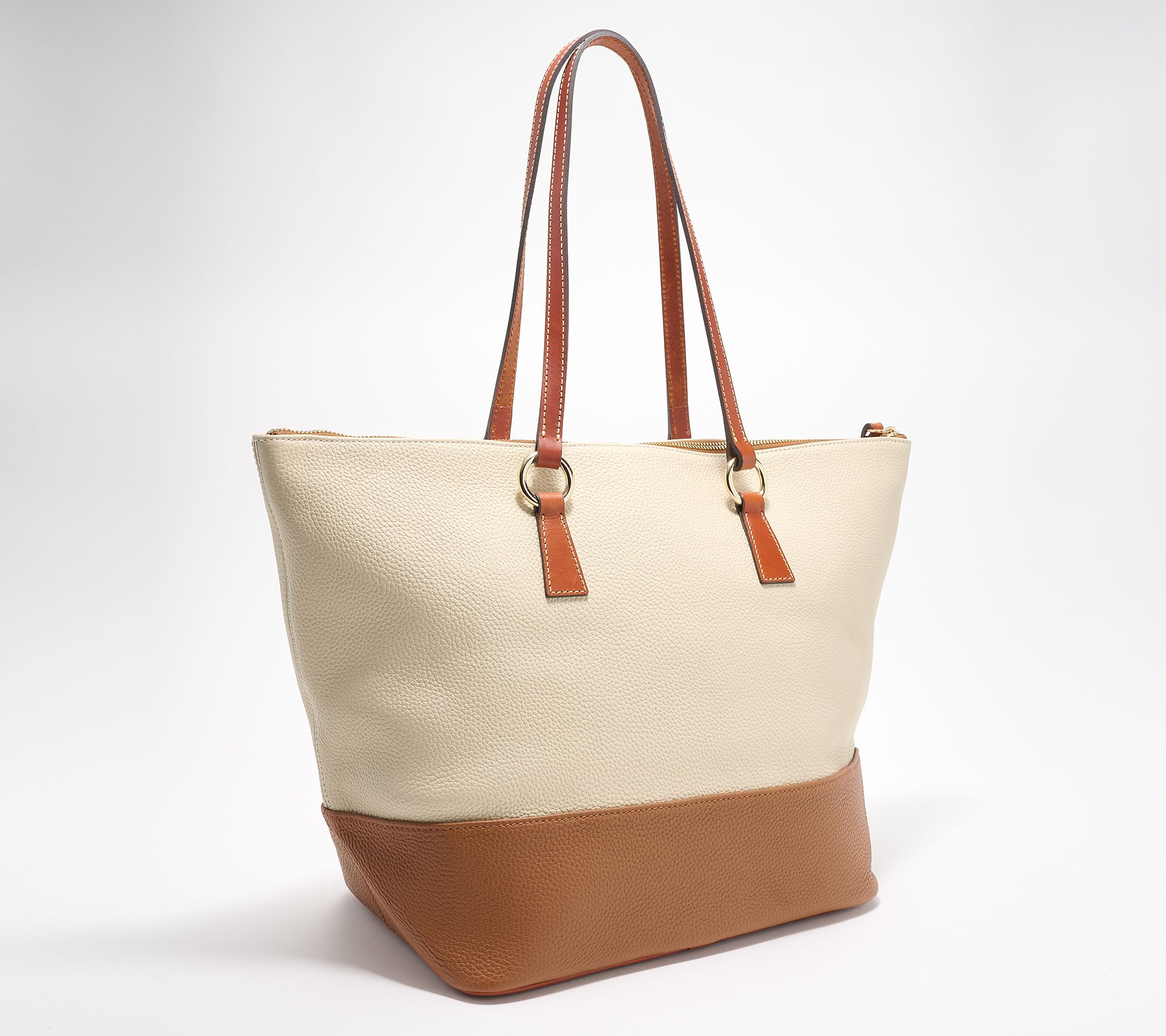 "As Is" Dooney & Bourke Colorblock Pebble Leather Large Tobi Tote - QVC.com