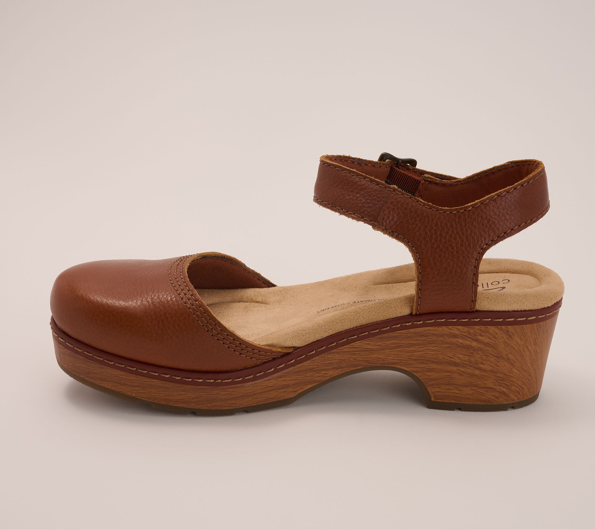 Clarks Collection Leather Platform Clogs -Paizlee Ria - QVC.com