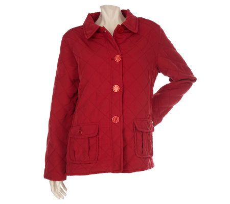 Susan Graver Peachskin Diamond Quilt Button Front Jacket - QVC.com
