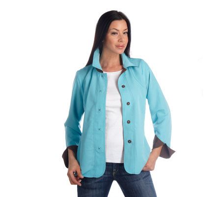 Susan Graver Peachskin Long Sleeve Jacket with Contrast Detail - QVC.com