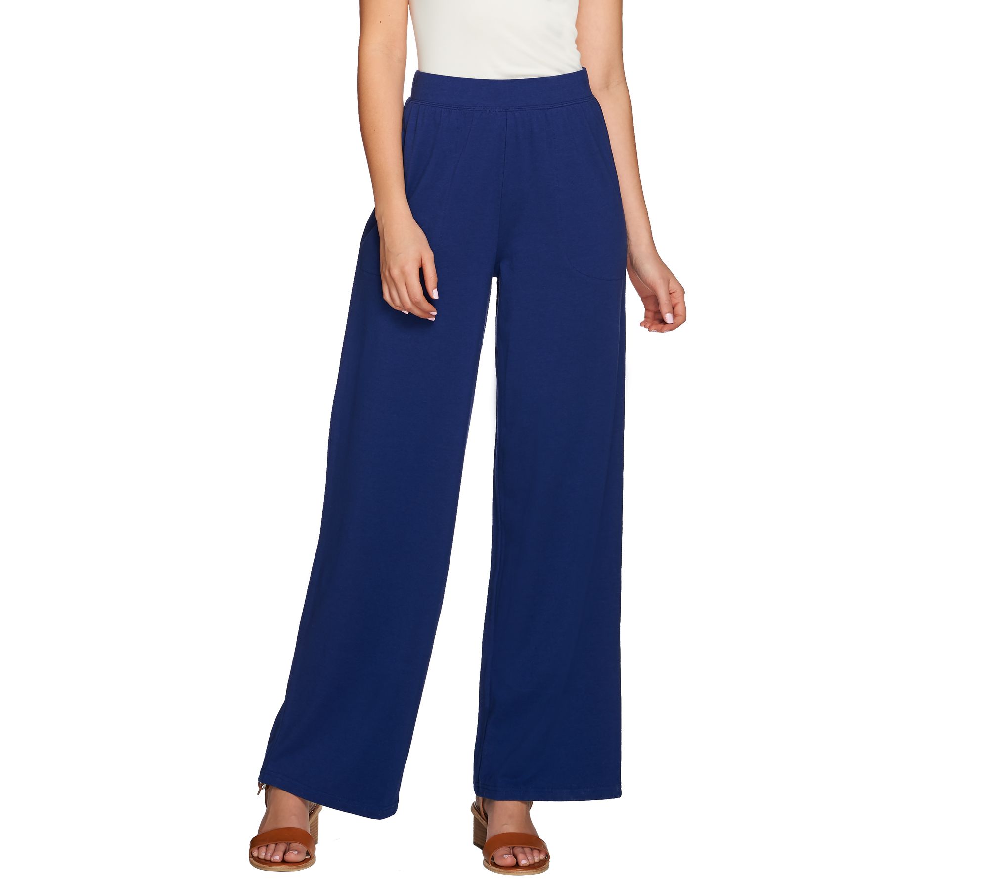 Denim & Co. Beach_Regular Solid Pull-On Pants with Pockets - QVC.com