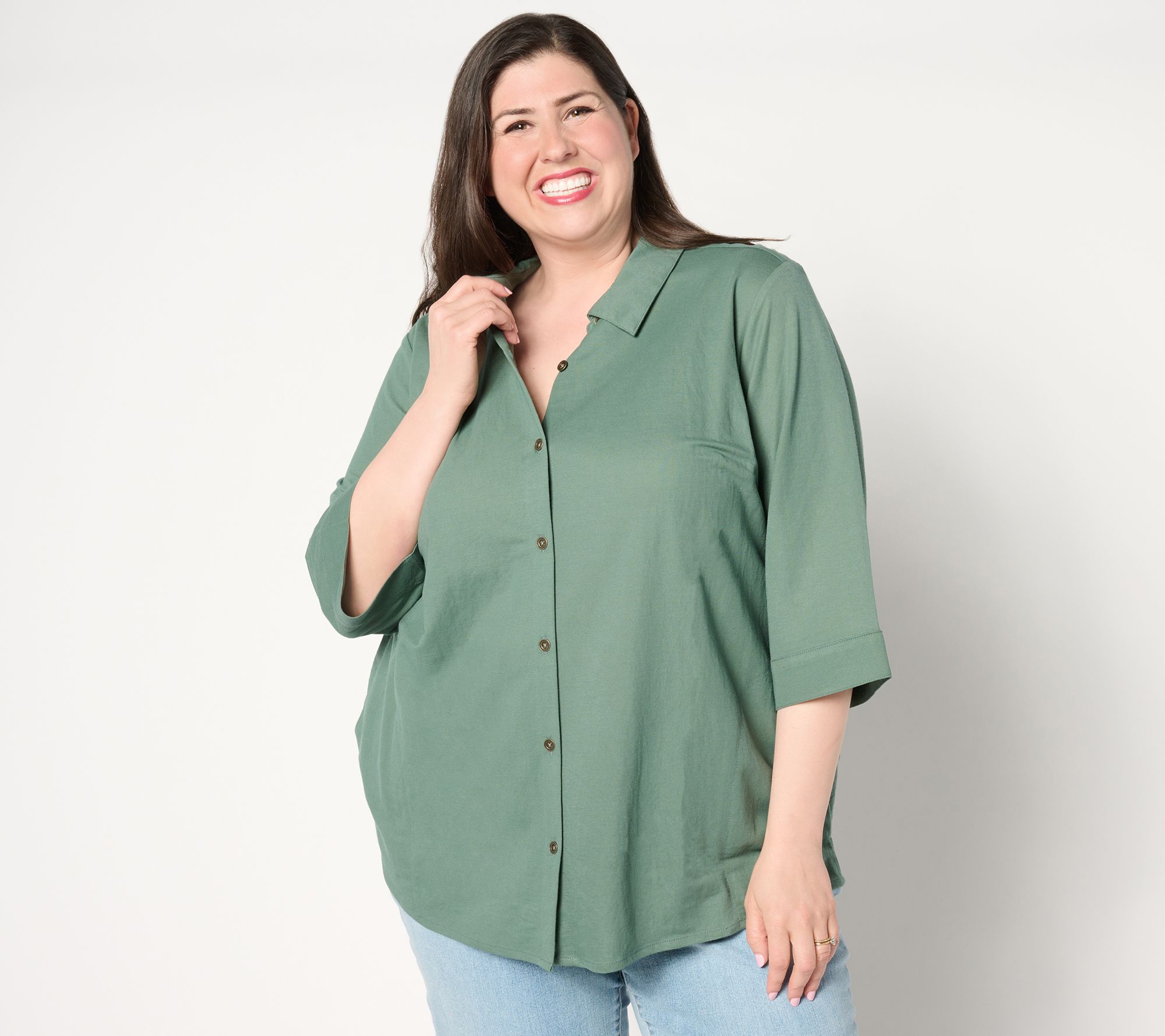 Sport Savvy Button Front Tunic with Pockets - QVC.com