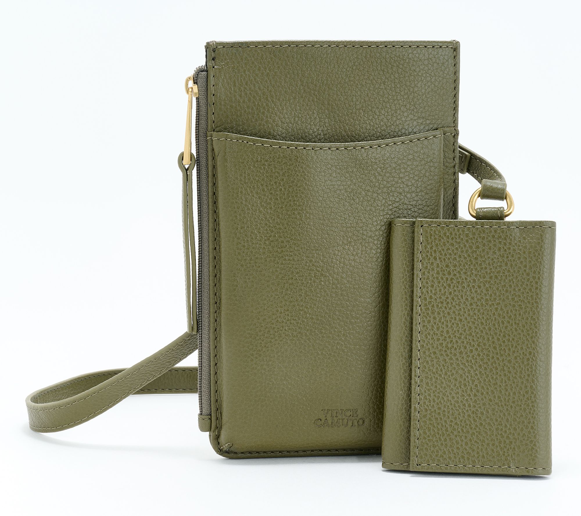 "As Is" Vince Camuto Apolo Pebbled Leather Phone Crossbody - QVC.com