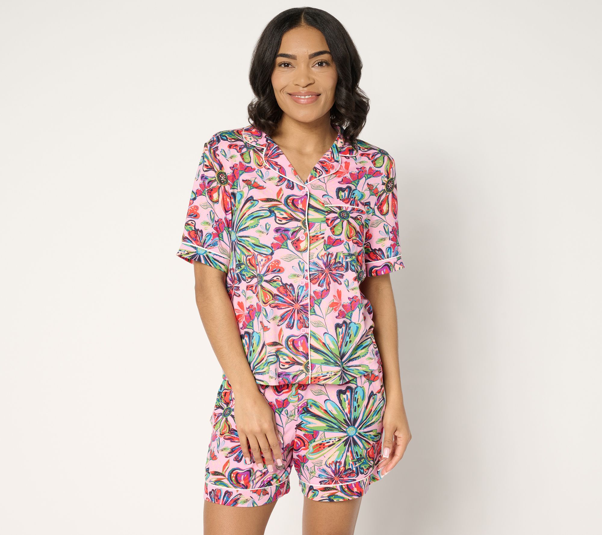 "As Is" Berkshire Homewear x Etta Vee Notch Collar Pajama - QVC.com