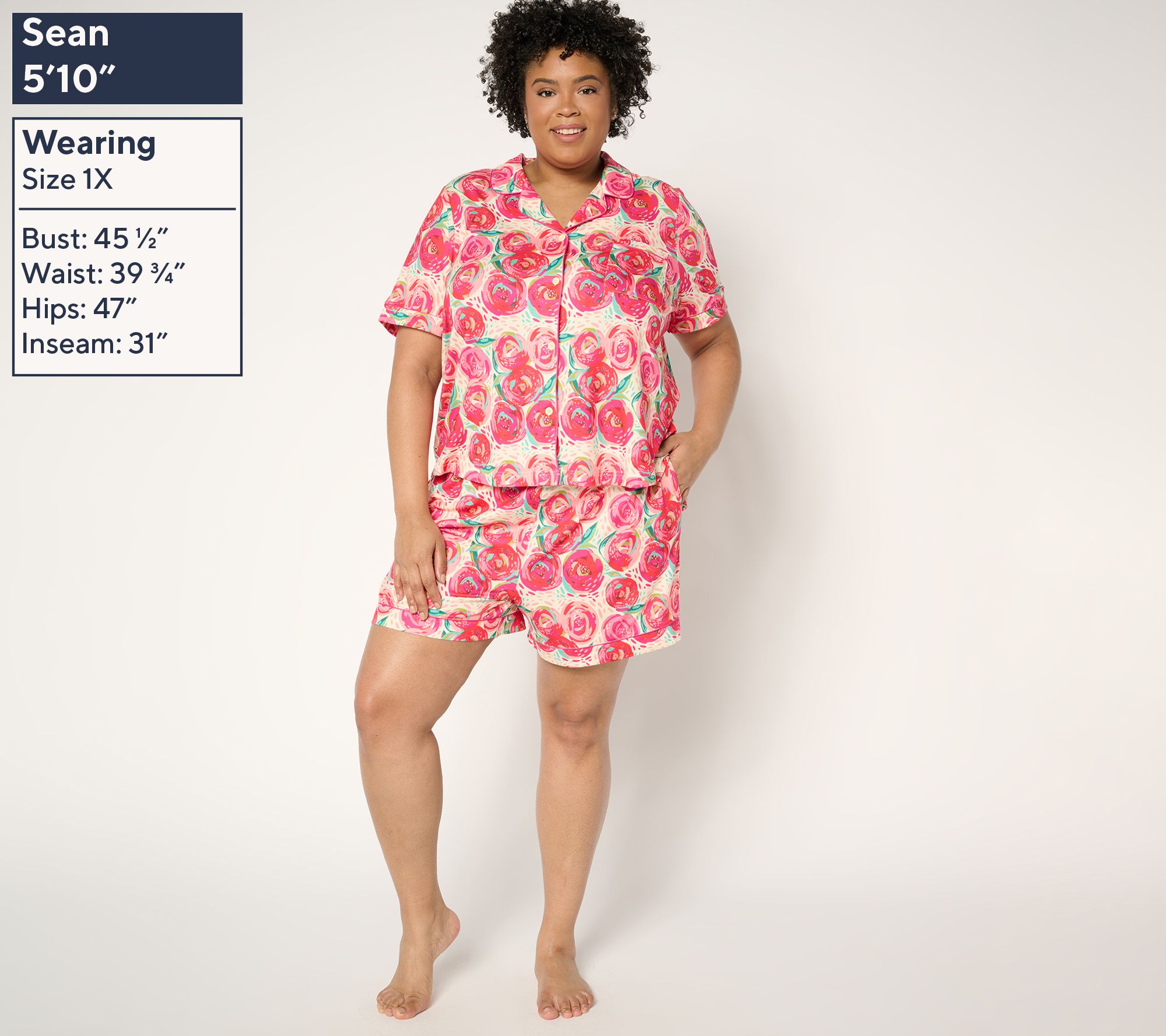 "As Is" Berkshire Homewear x Etta Vee Notch Collar Pajama - QVC.com