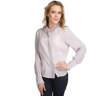 Pamela Dennis PCG Lace Front Blouse with Chain Detail - QVC.com