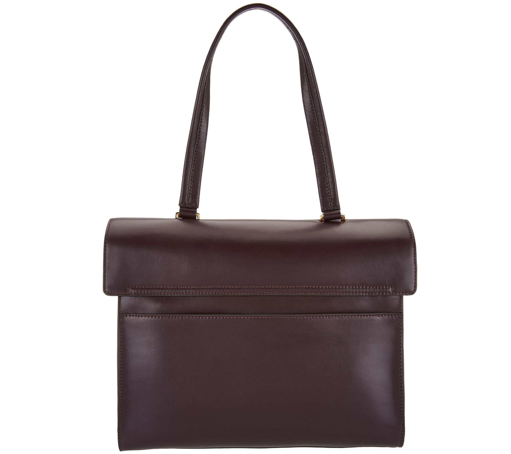 "As Is" H by Halston Smooth Leather Satchel with Reptile Embossed Flap ...