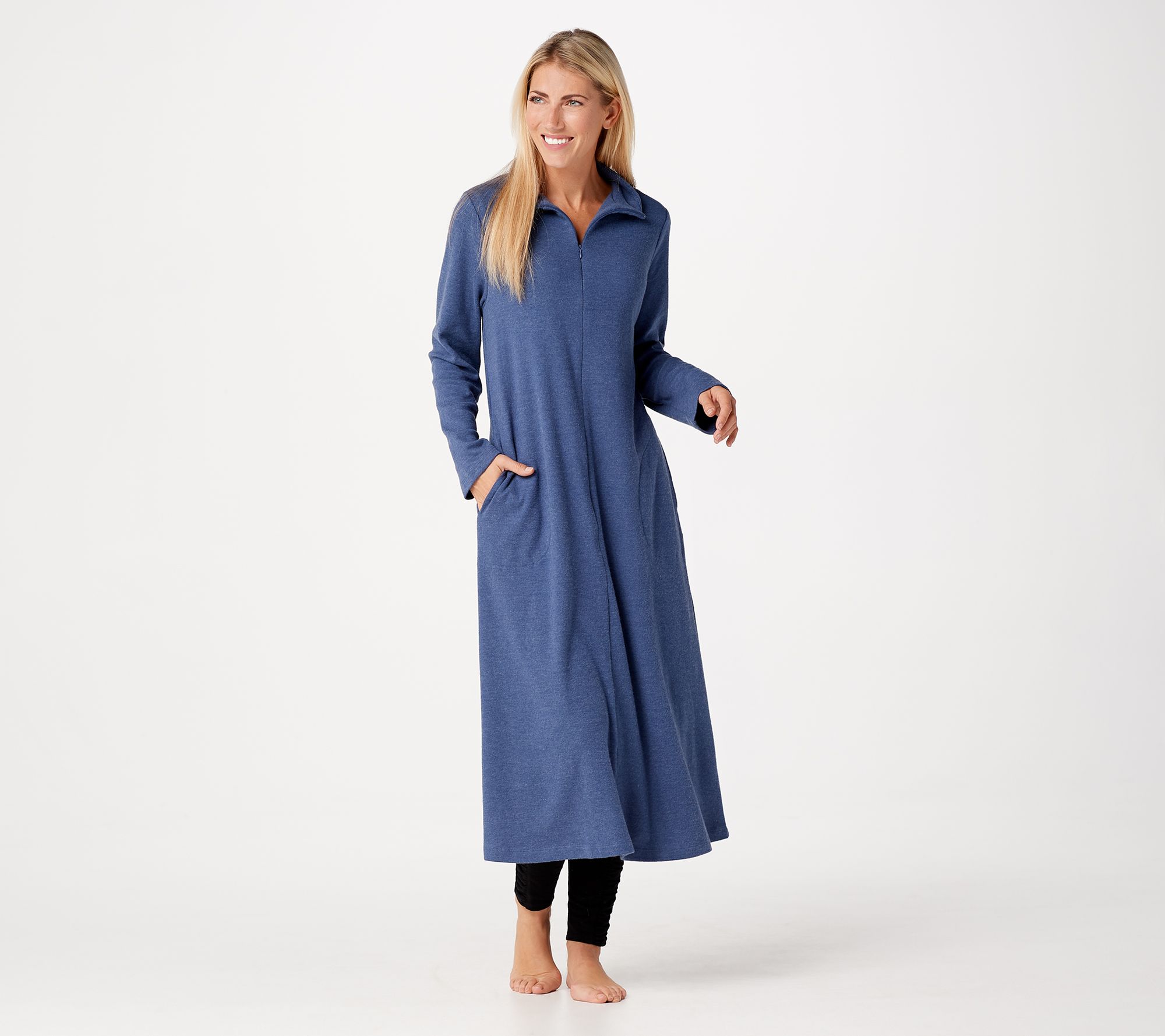 "As Is" Stan Herman Cozy Brushed Interlock Step- In Zip Lounger - QVC.com