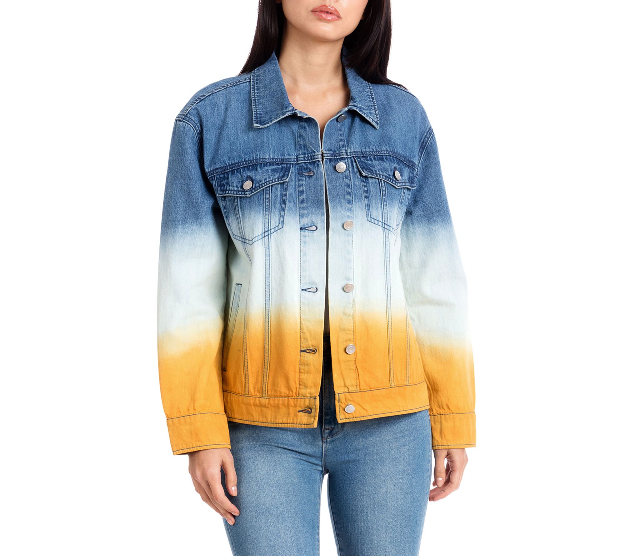 Bagatelle NYC Dip Dye Denim Trucker Jacket - QVC.com