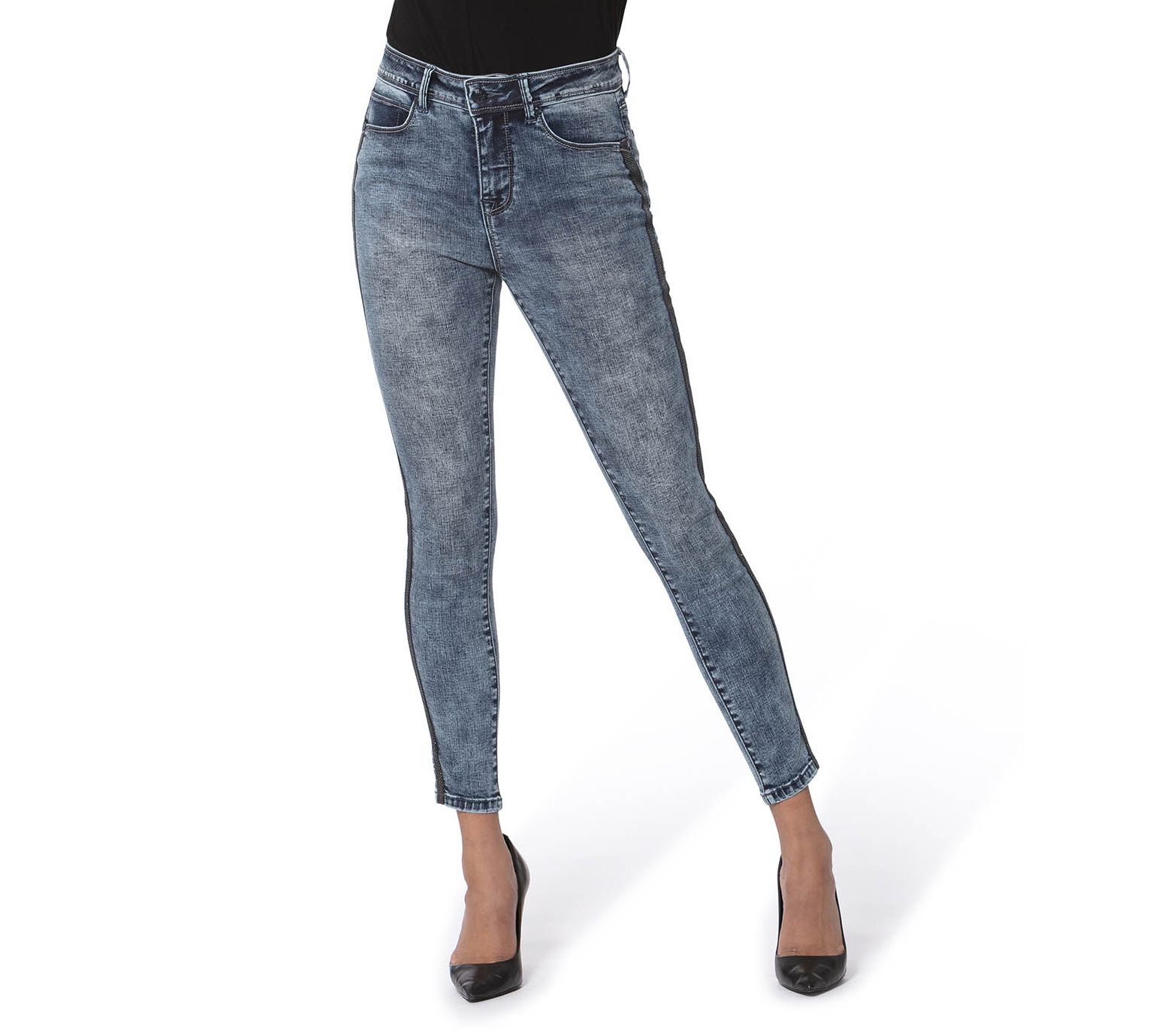 Lola Jeans High-Rise Skinny Jeans with Side Detail - Alexa - QVC.com