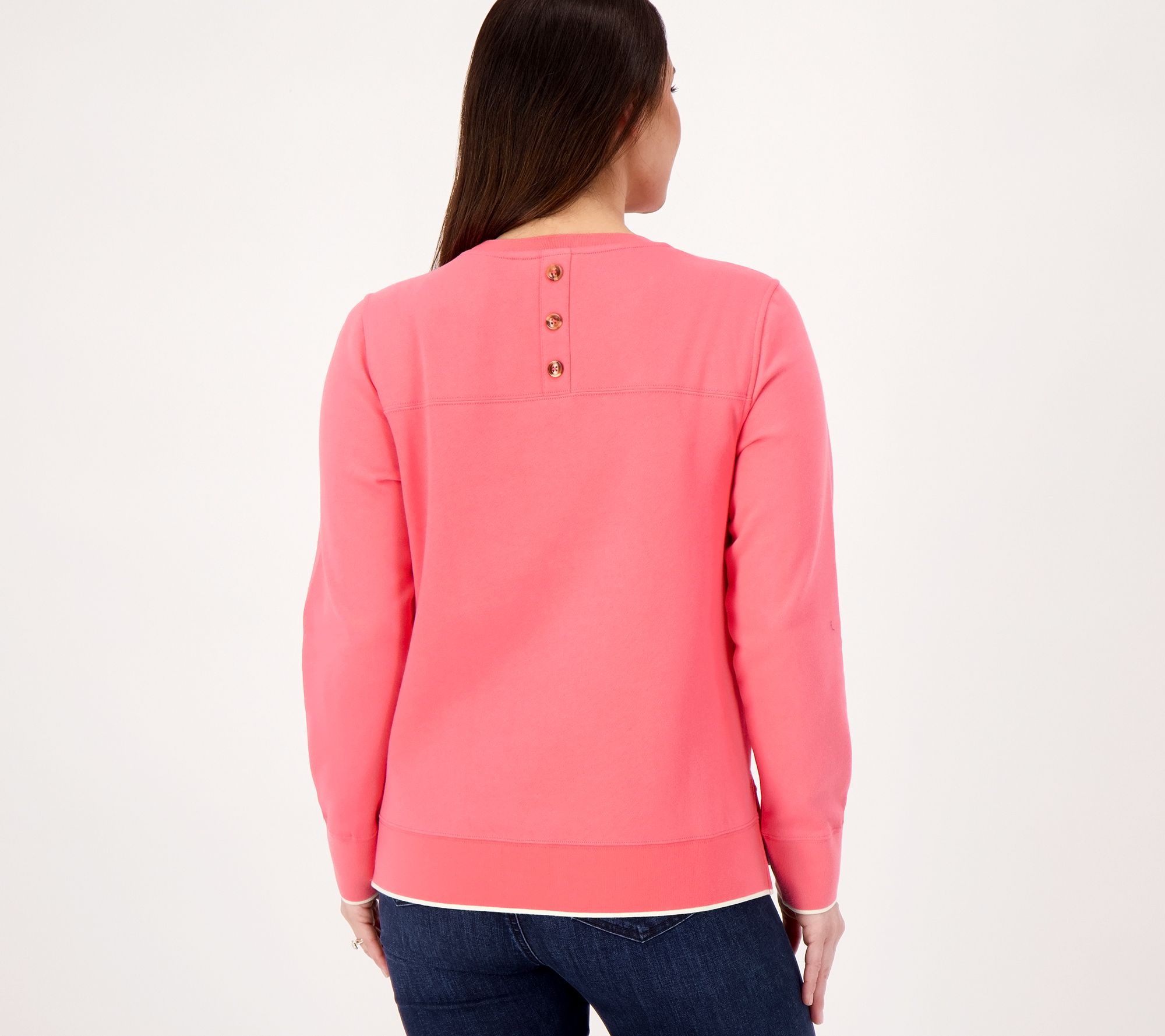 Joan Rivers French Terry Pullover Top with Back Button Detail - QVC.com