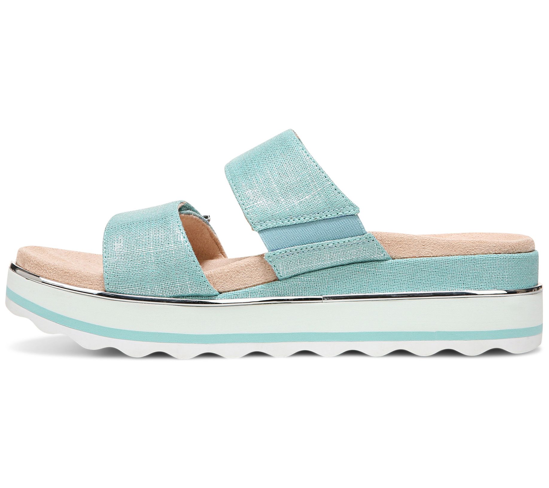 Vionic Adjustable Metallic Linen Slide Sandals - Brandie - QVC.com