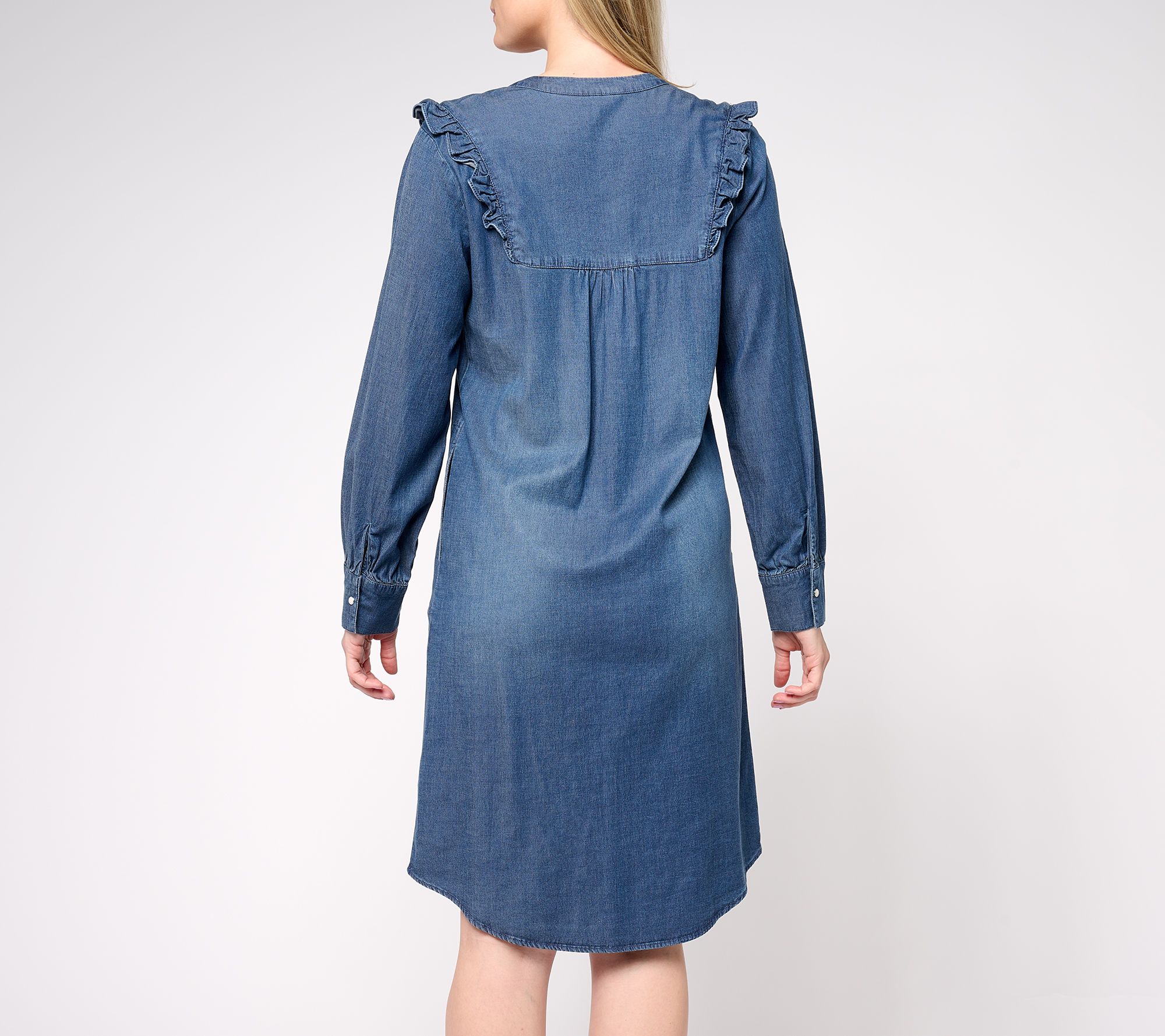 "As Is" Denim & Co. Canyon Retreat Ruffle Sleeve Denim Dress - QVC.com