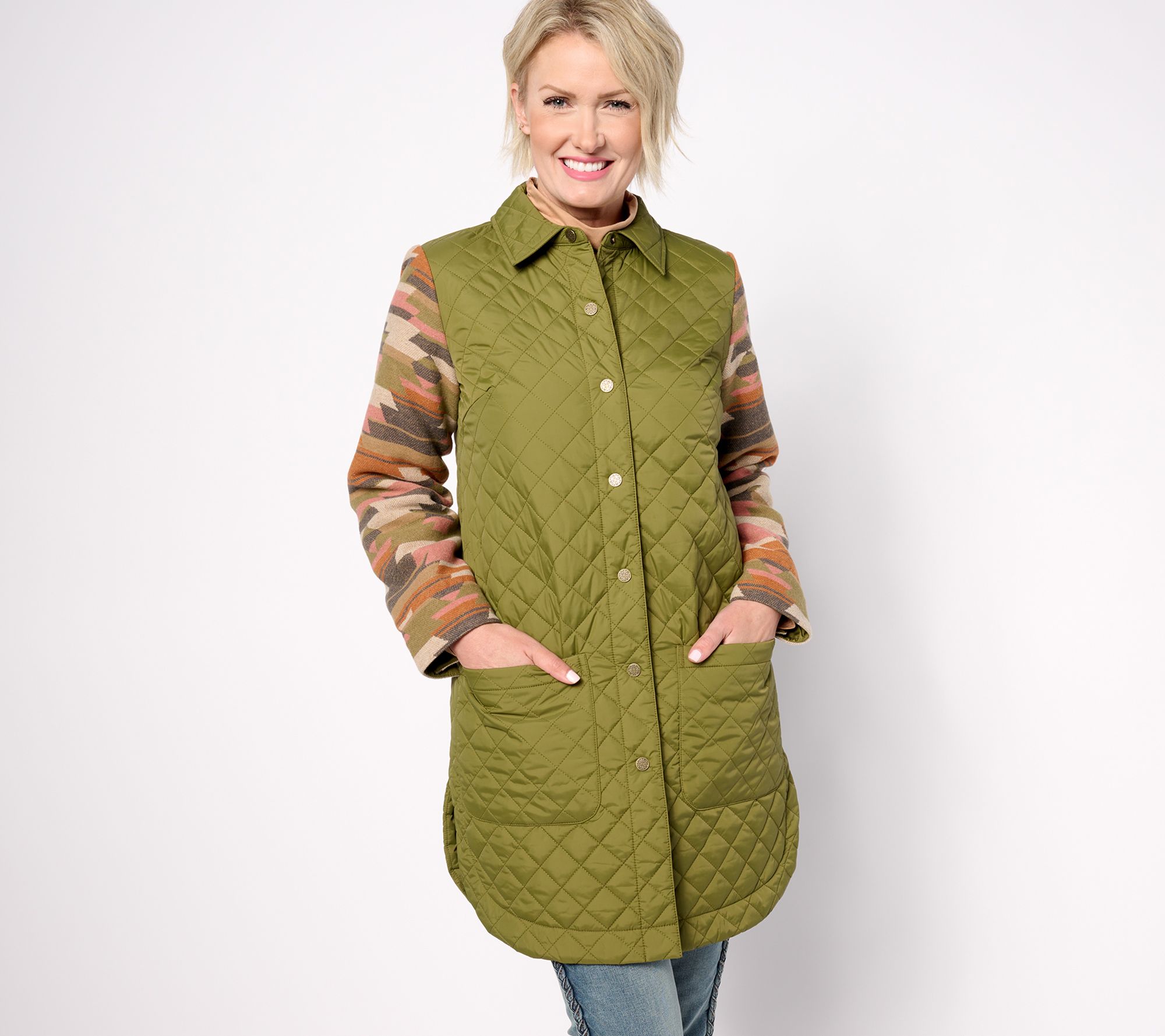 "As Is" Canyon Retreat Southwest Quilted Snap Front Jacket - QVC.com