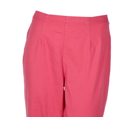 Denim & Co. Classic Waist Stretch Twill Cuffed Crop Pants - QVC.com