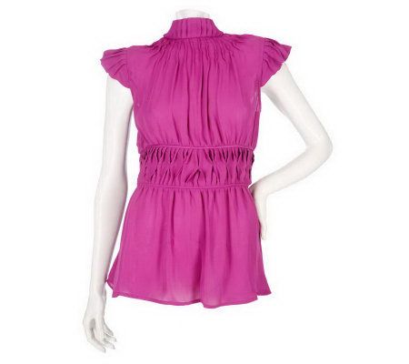 "As Is" Dialogue Short Sleeve Blouse w/Pintucking Detail - QVC.com