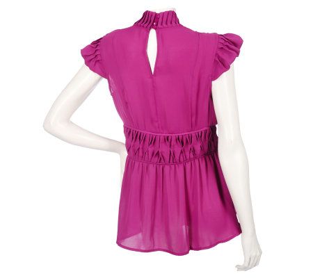 "As Is" Dialogue Short Sleeve Blouse w/Pintucking Detail - QVC.com