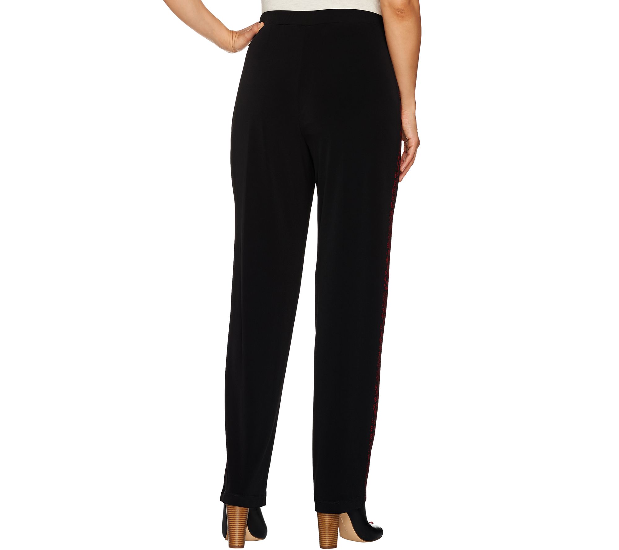 Susan Graver Liquid Knit Comfort Waist Pull-On Pants w/Print Trim - QVC.com
