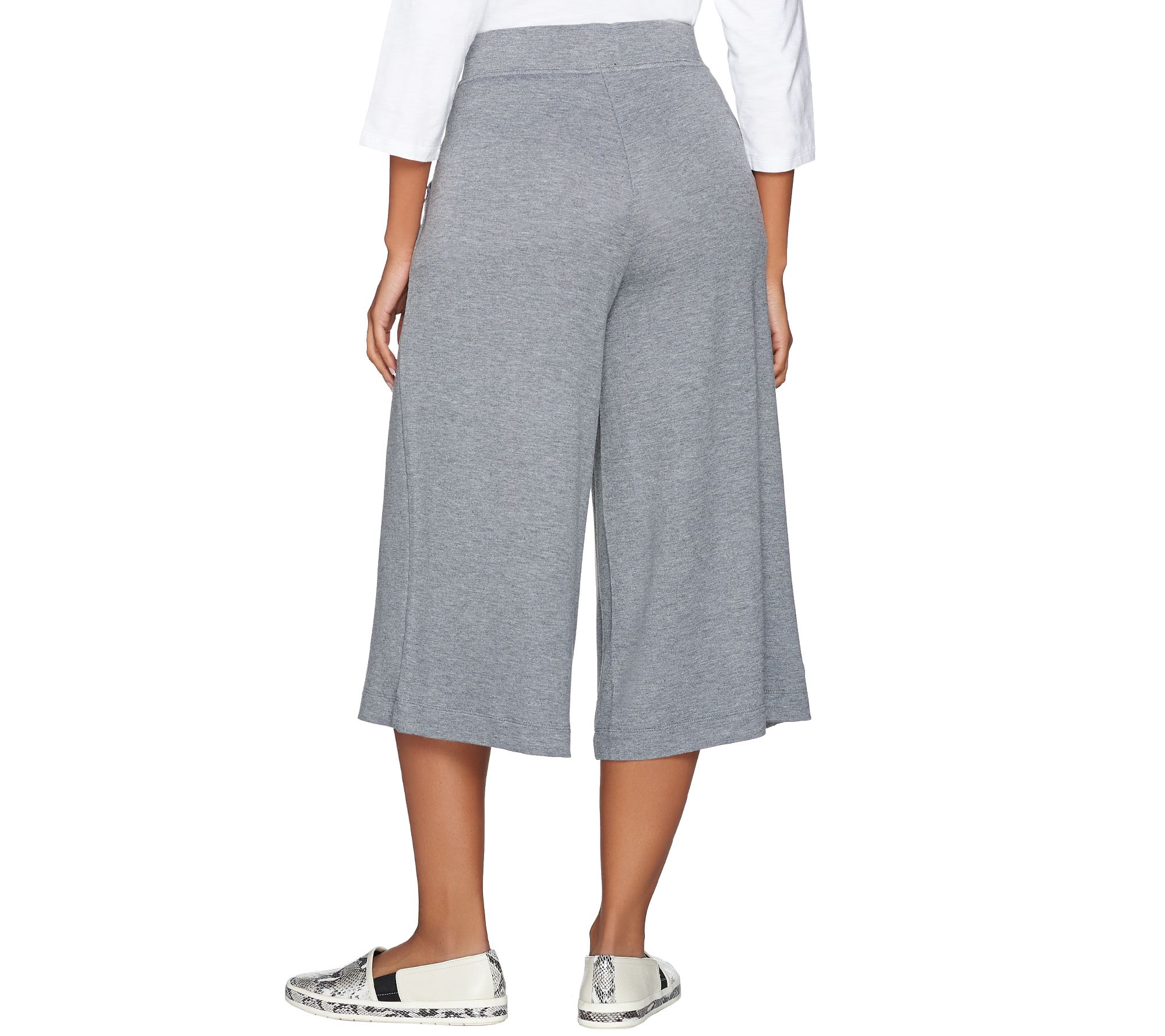 Peace Love World Heathered Knit Gaucho Pants with Pockets - QVC.com