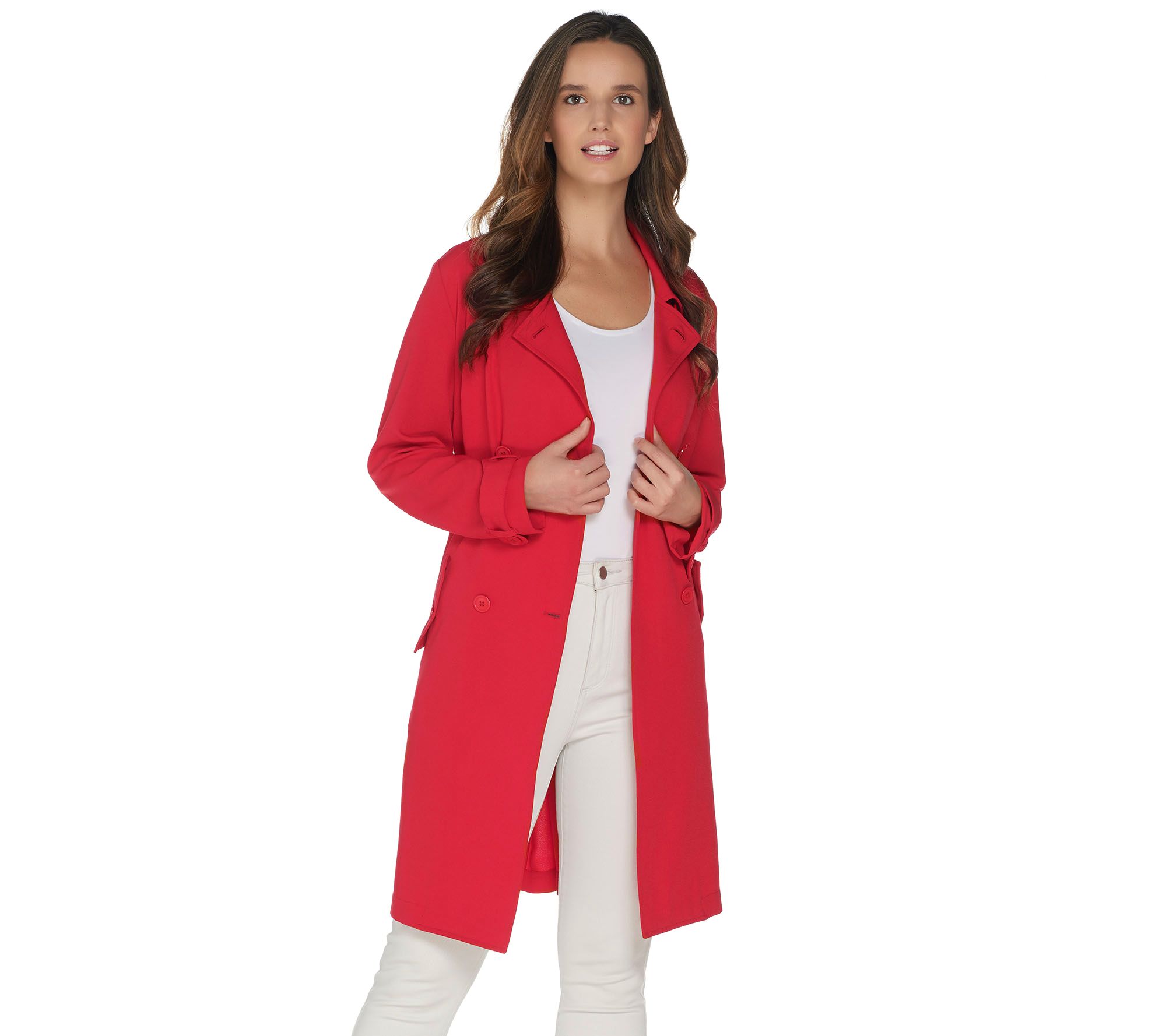 "As Is" BROOKE SHIELDS Timeless Trench Coat - QVC.com