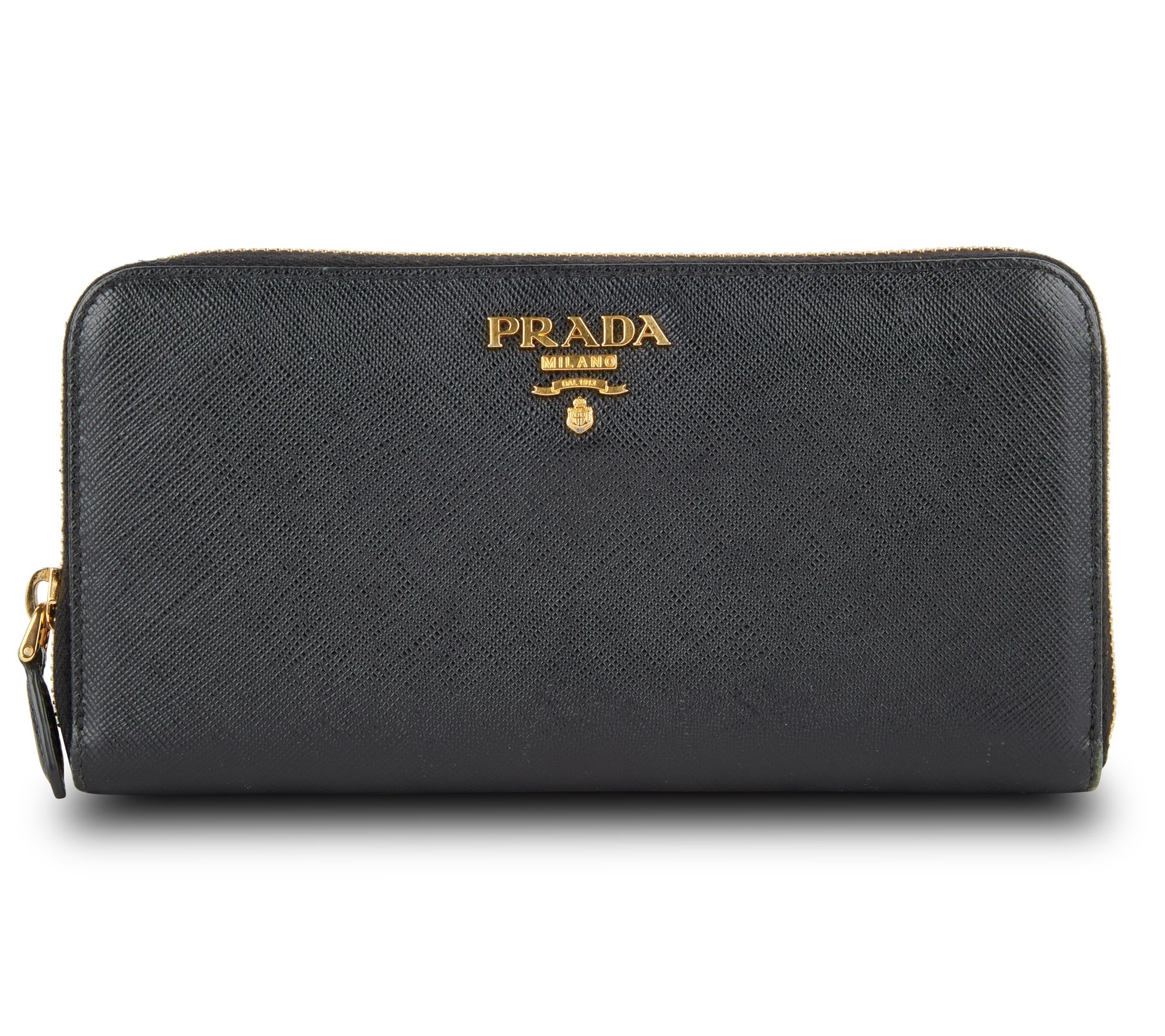Pre-Owned Prada Zip Wallet Saffiano Black - QVC.com