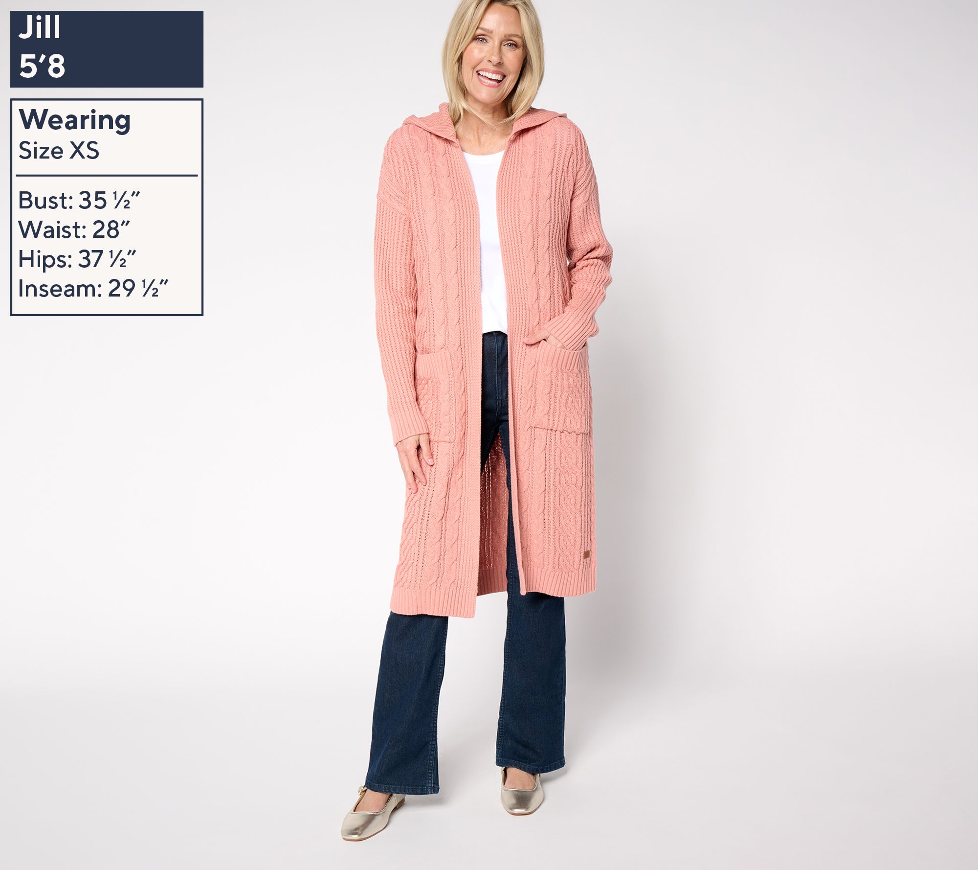Peace Love World Open Front Hooded Duster Cardigan - QVC.com