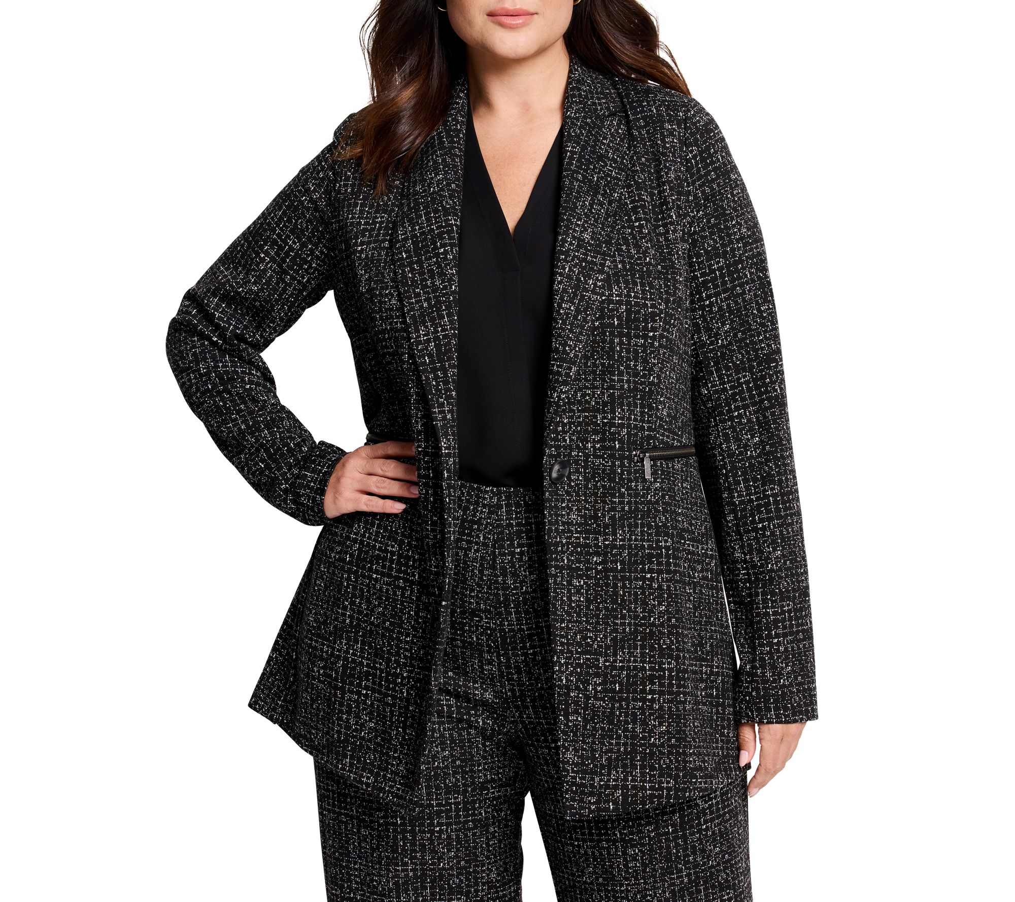 NIC+ZOE Dotty Grid Zip Jacket - QVC.com