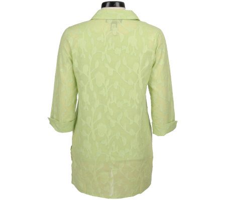 Dialogue Floral Burn-out Shirt with Stretch Tank - QVC.com