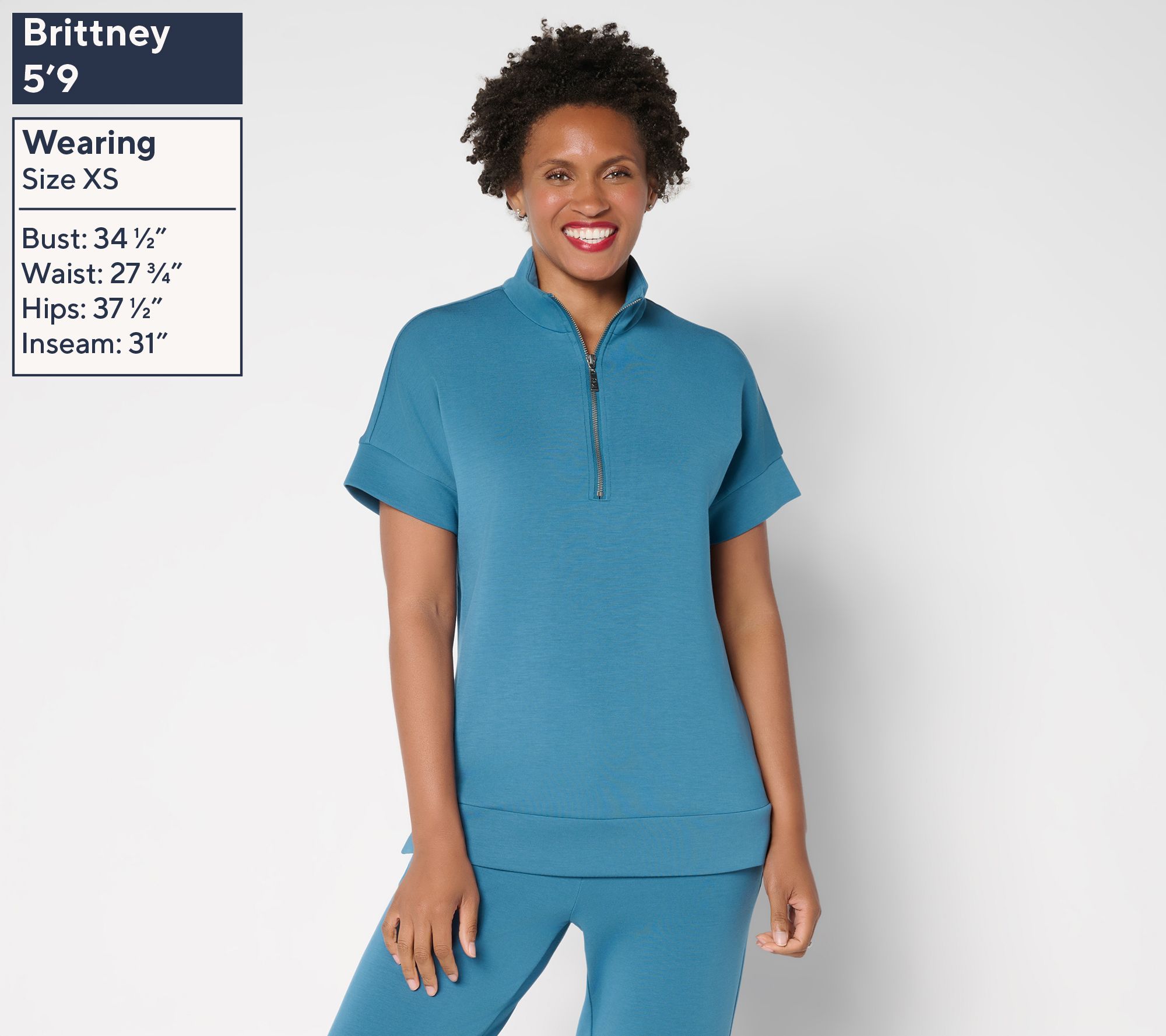 "As Is" Belle by Kim Gravel ScubaLuxe On the Go Half Zip Top - QVC.com