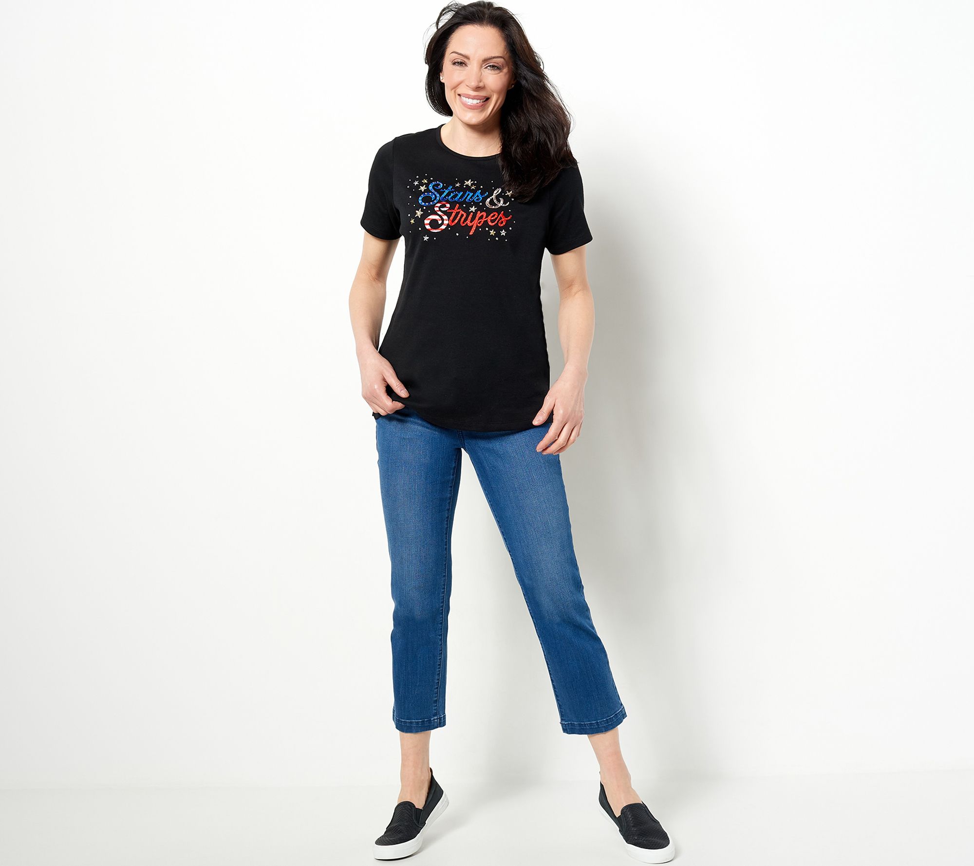 Quacker Factory Summer Sayings Short Sleeve Top with Back Motif - QVC.com