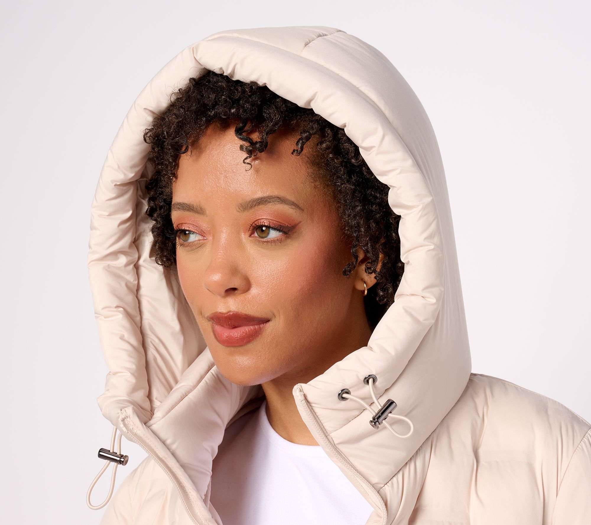 "As Is" Susan Graver Heat Press Mixed Media Jacket with Hood - QVC.com